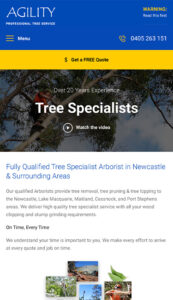 Arborist Website Design & Marketing - Agility Trees: Redback