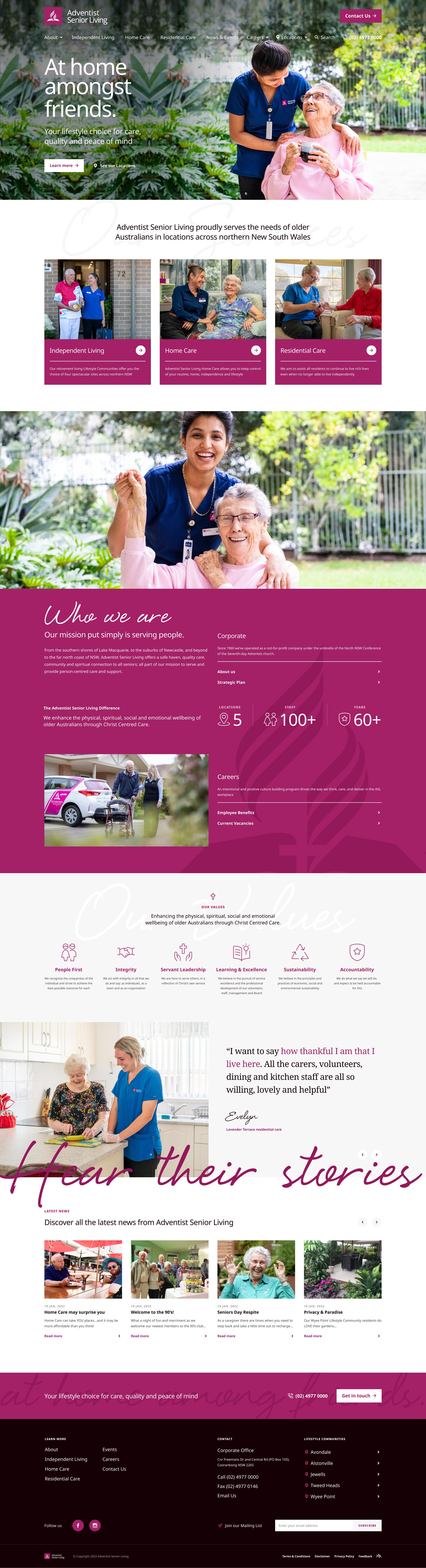Aged Care Website Design - Adventist Senior Living: Redback