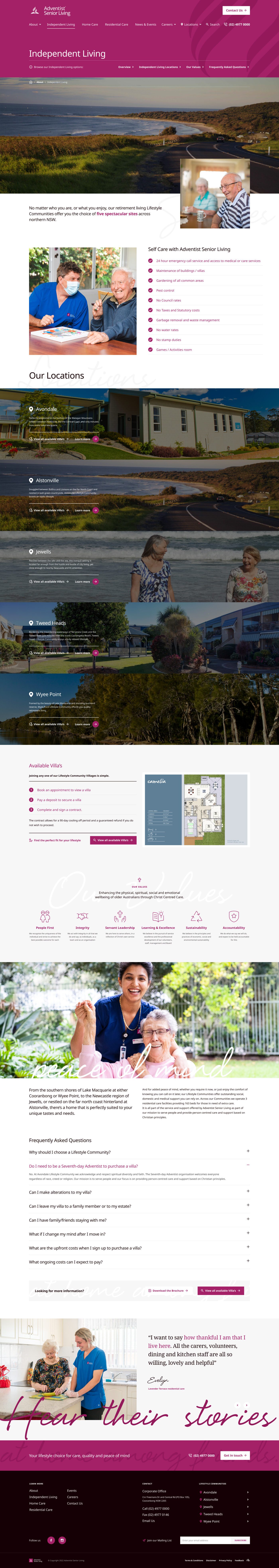 Aged Care Website Design - Adventist Senior Living: Redback