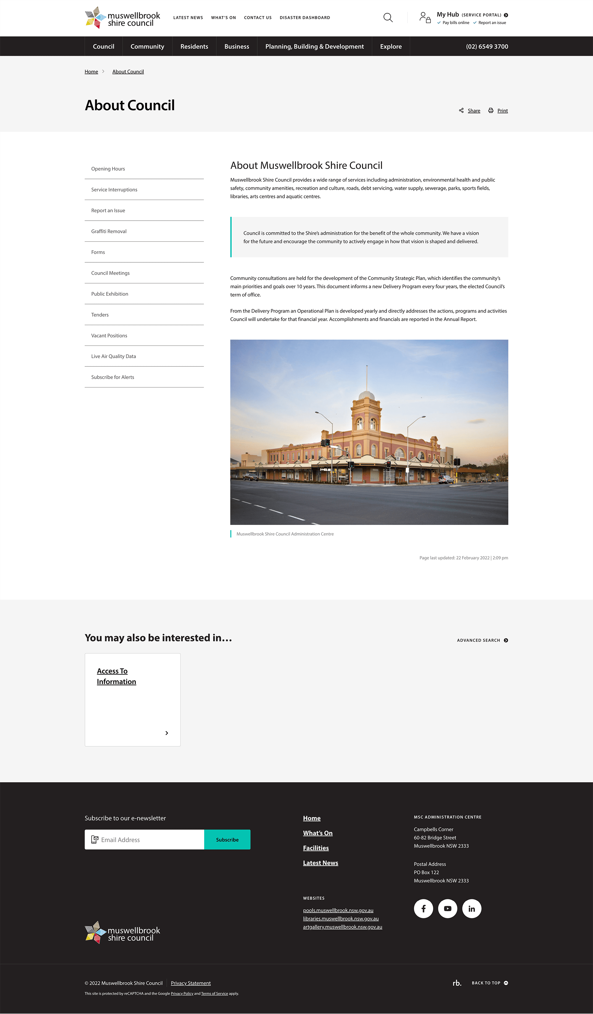 Local Council Website - Muswellbrook Shire Council: Redback