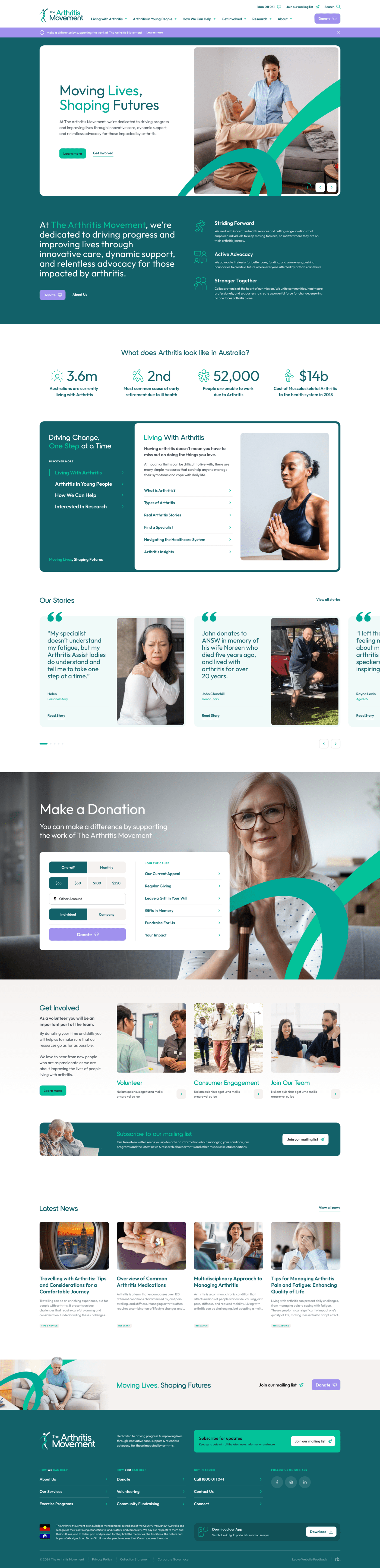 Not for Profit Website Design - The Arthritis Movement: Redback