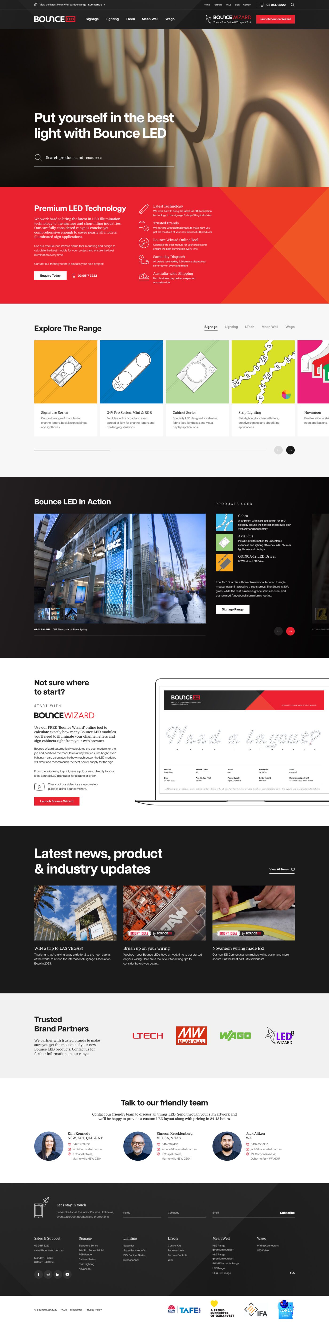 LED Lighting Website Design - Bounce LED: Redback