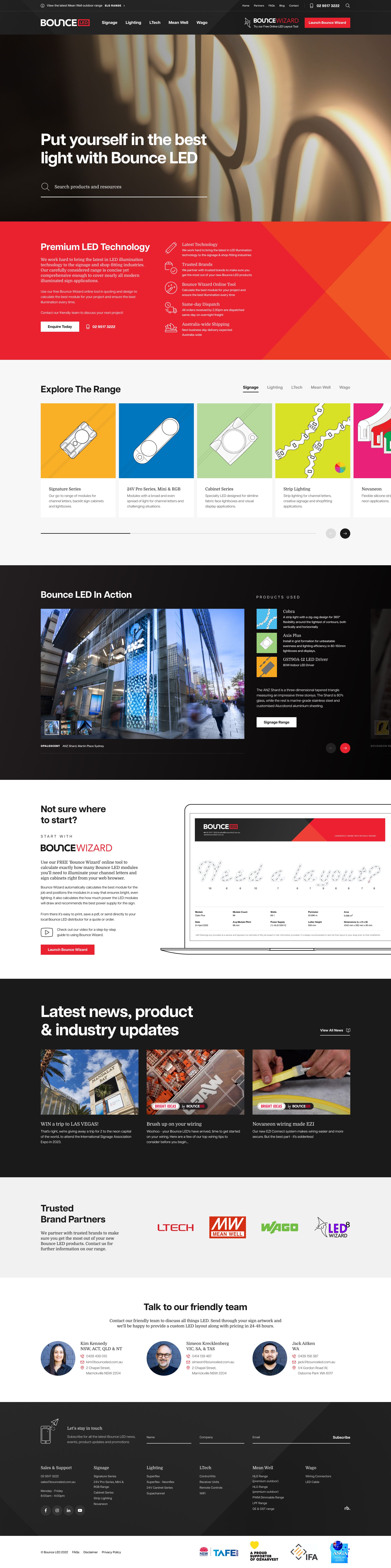 LED Lighting Website Design - Bounce LED: Redback