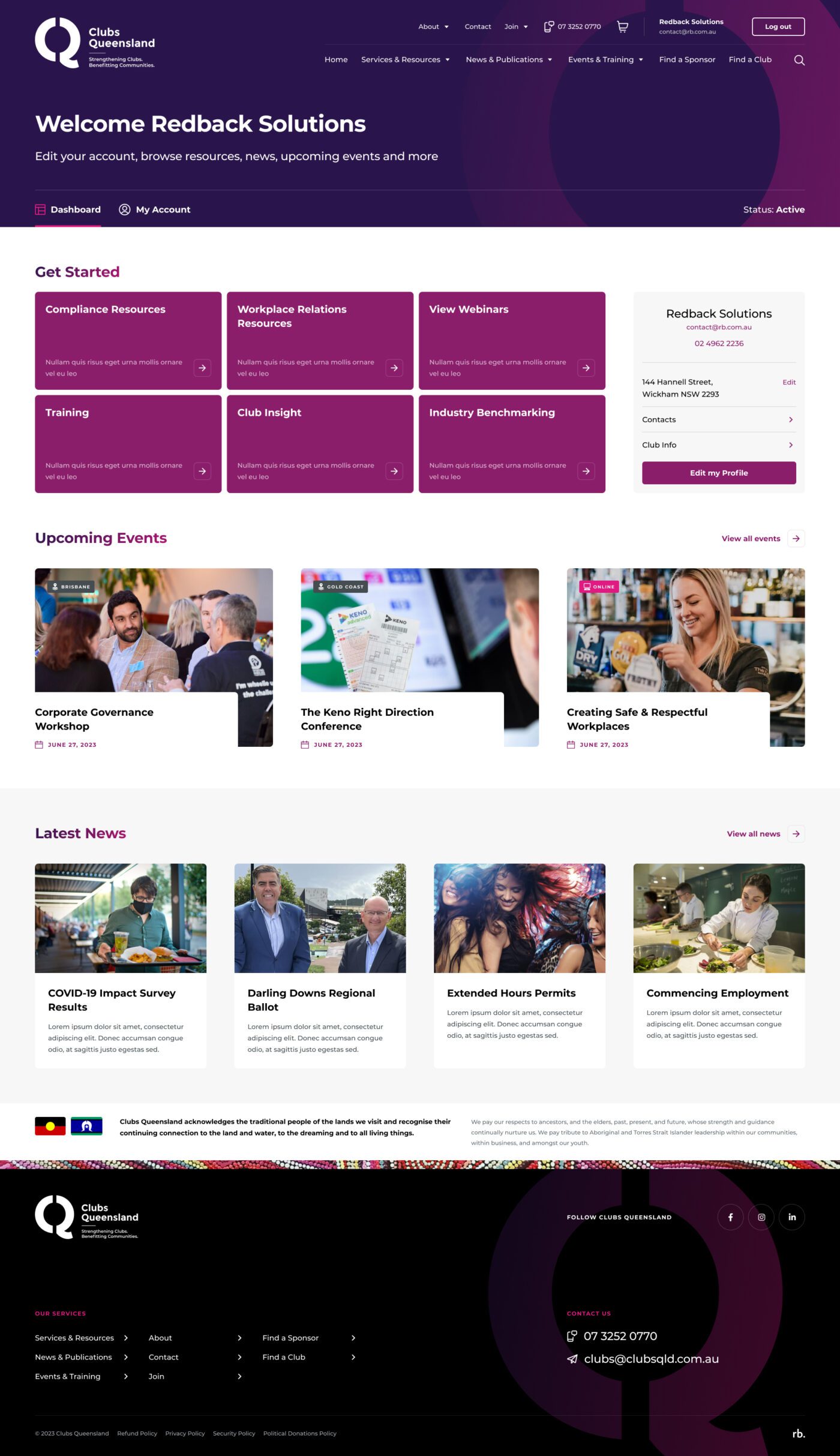 Sports Club Website Design - Clubs QLD: Redback