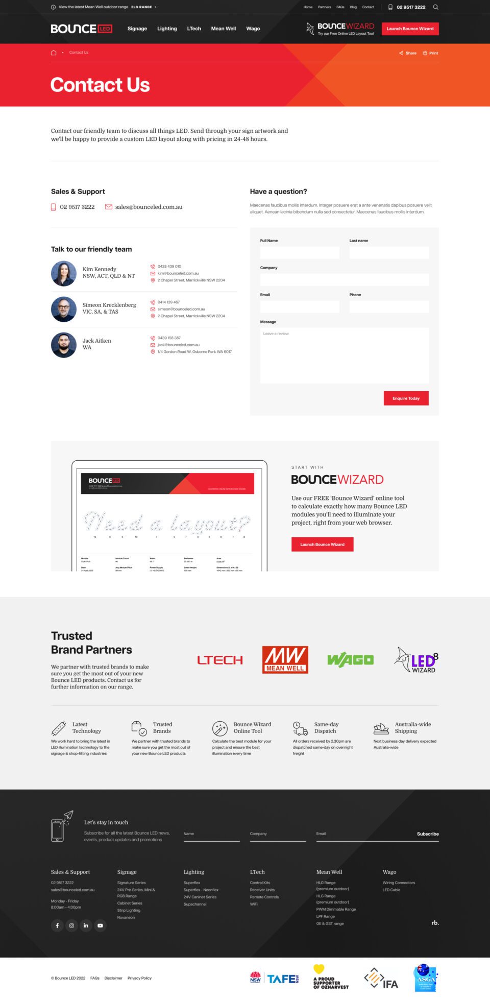 LED Lighting Website Design - Bounce LED: Redback