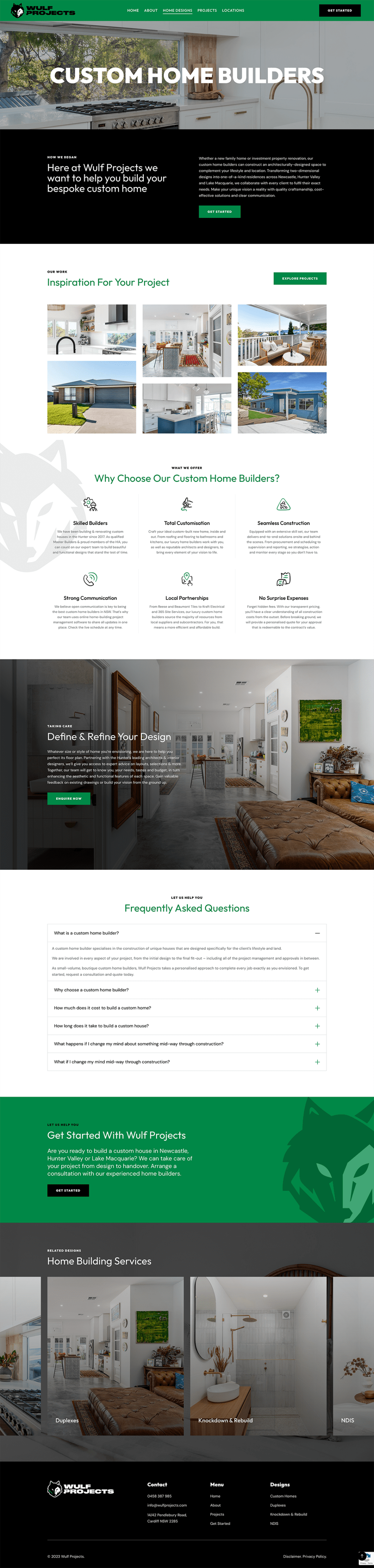 Home Builder Website Design - Wulf Projects: Redback