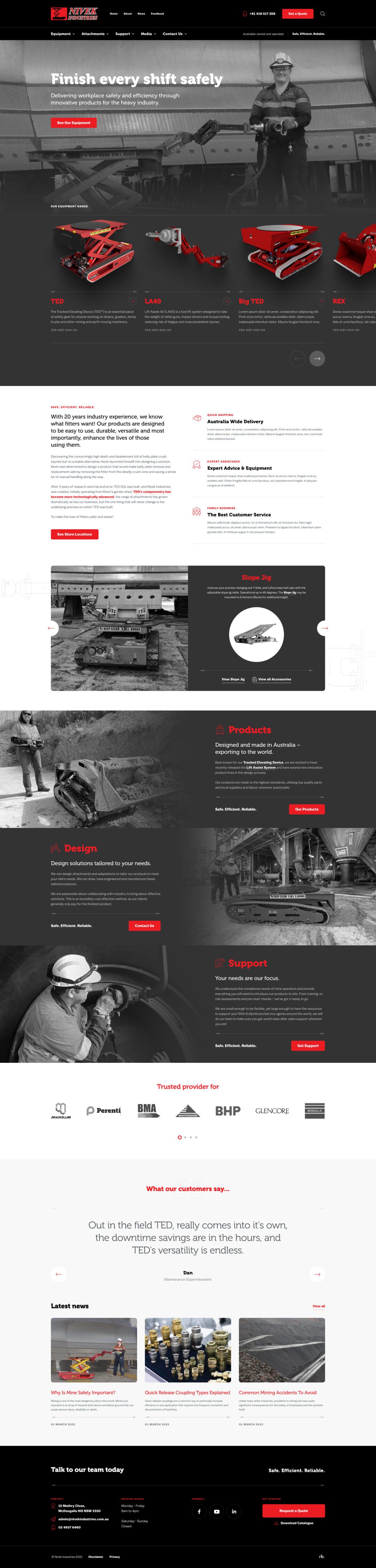 Manufacturing Company Website - Nivek Industries: Redback