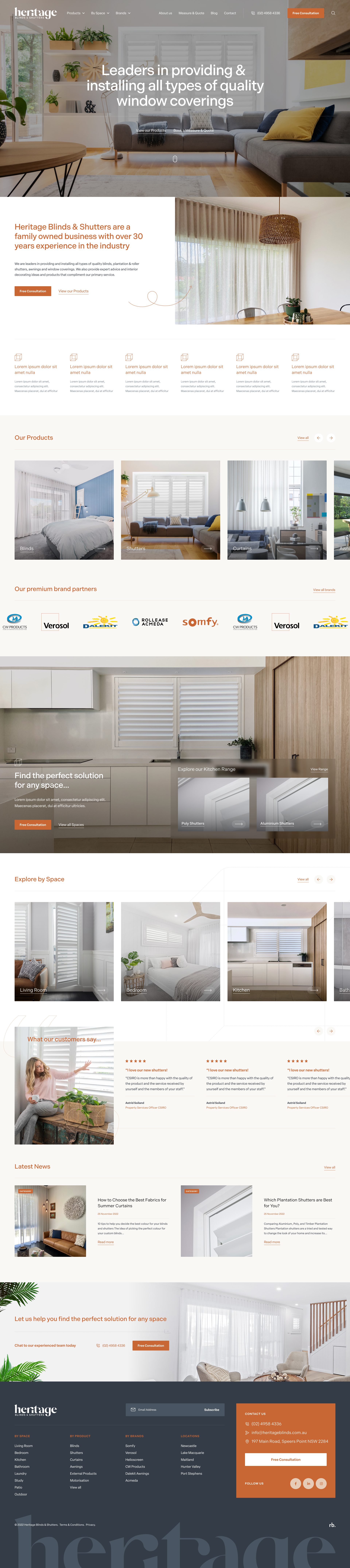 Blind & Shutter Company Web Design - Heritage Blinds & Shutters: Redback