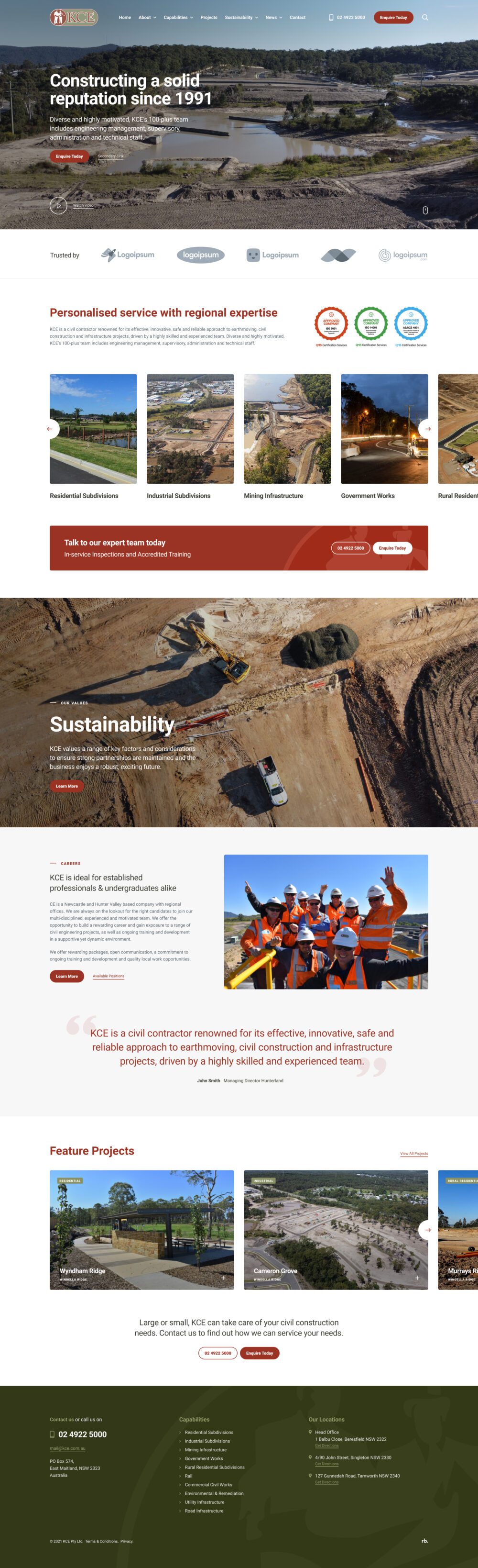 Civil Contractor Website & SEO - KCE: Redback