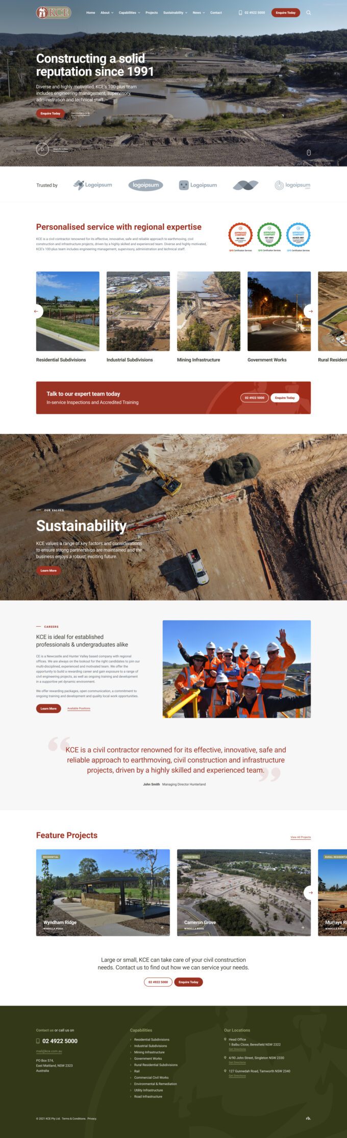 Civil Contractor Website & SEO - KCE: Redback