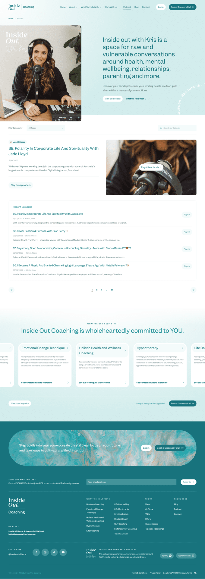 Life Coach Website Design - Inside Out Coaching: Redback