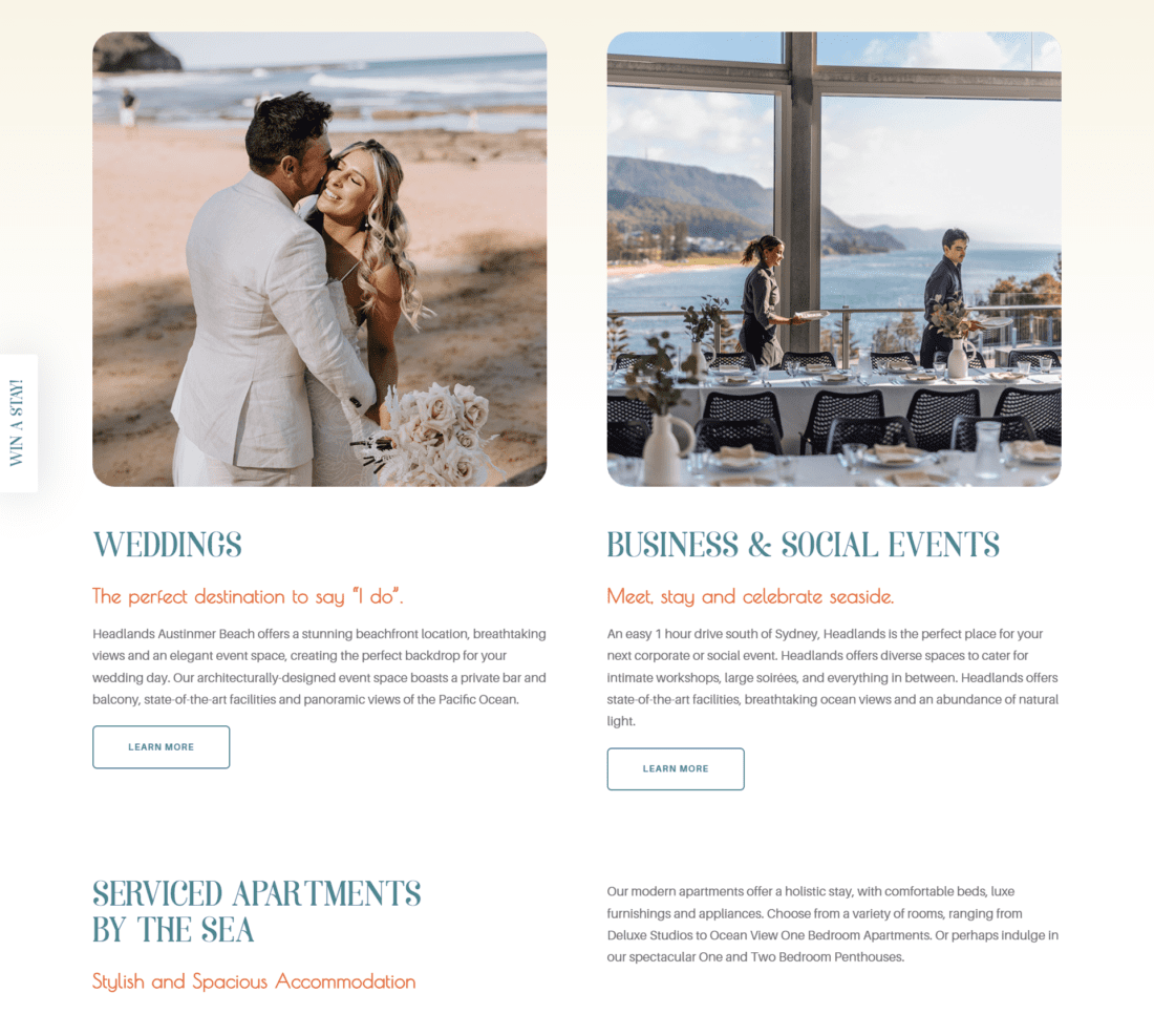 Hotel Website Design - Headlands Hotel: Redback