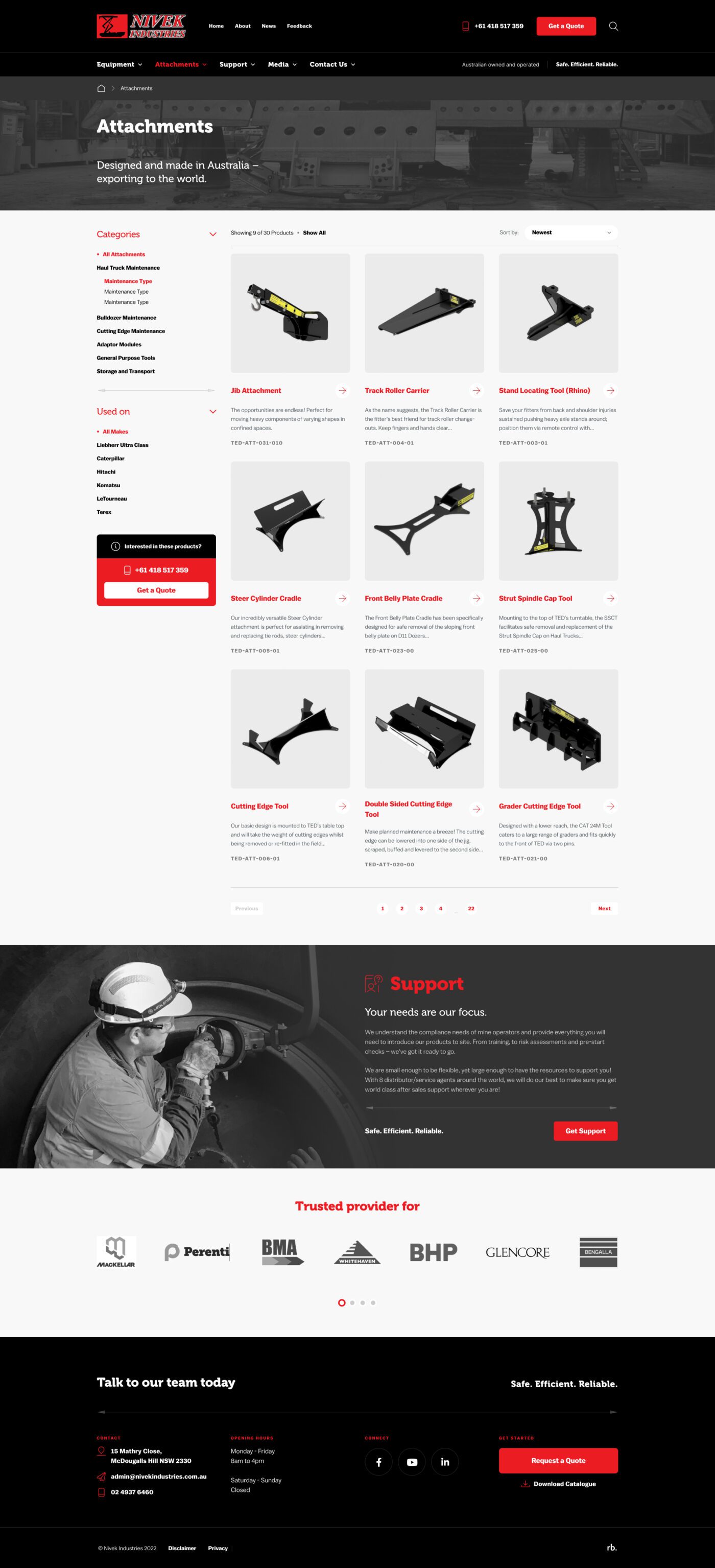 Manufacturing Company Website - Nivek Industries: Redback