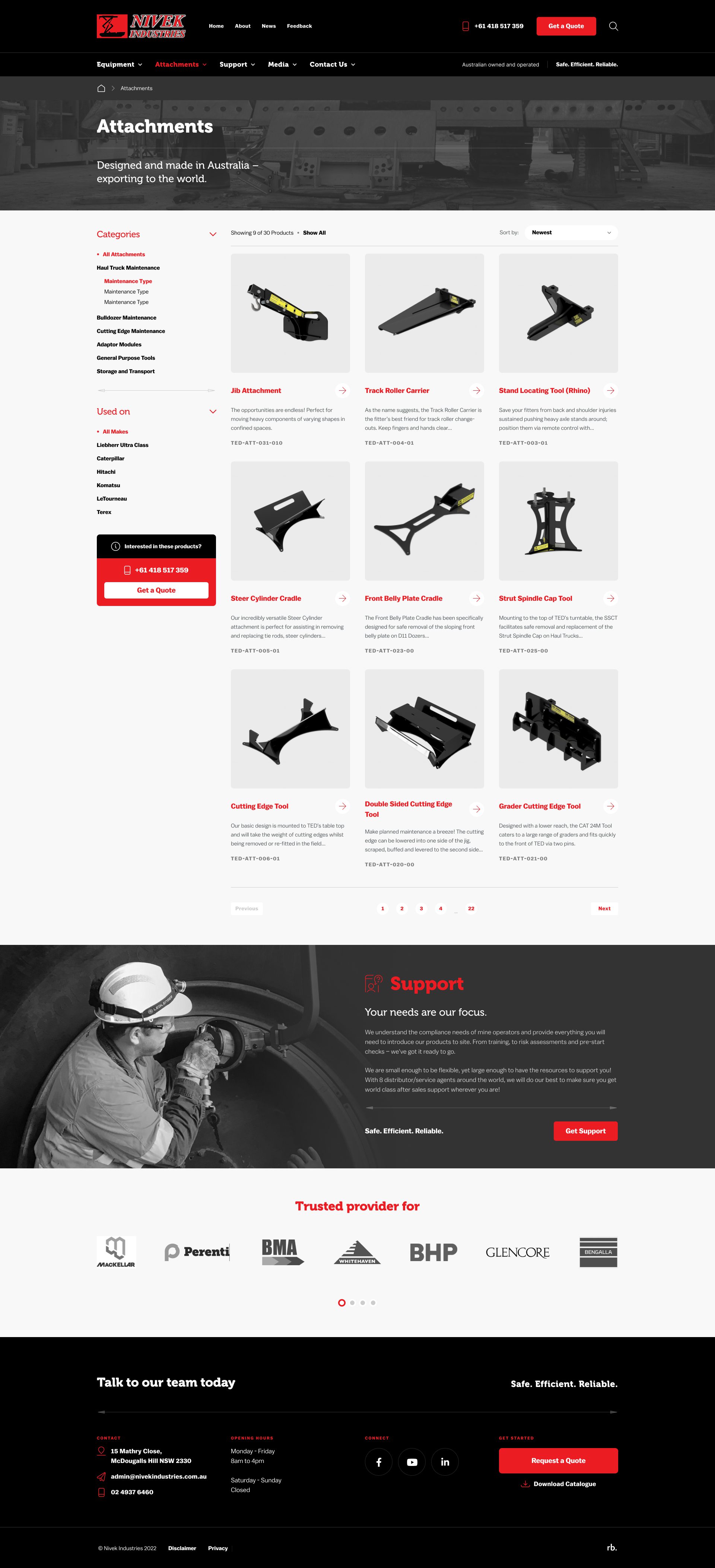 Manufacturing Company Website - Nivek Industries: Redback