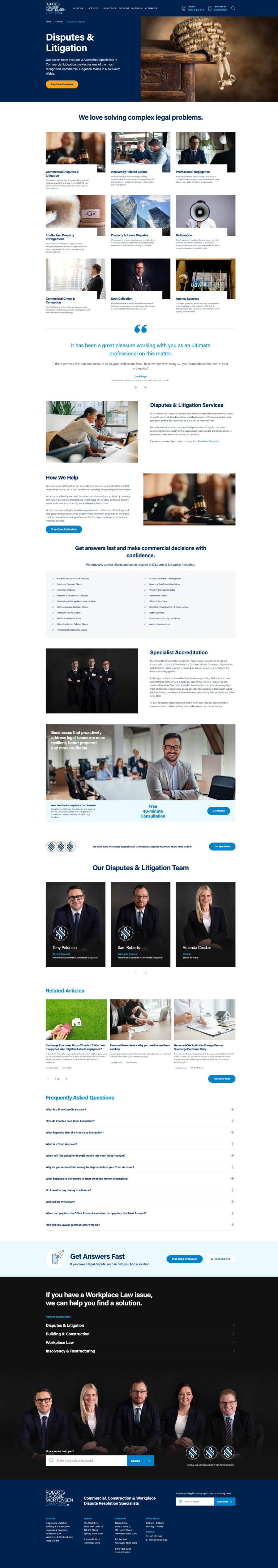 Solicitor Website Design - Roberts Crosbie Mortensen: Redback