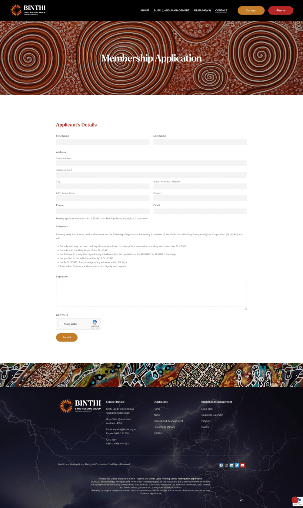 Aboriginal Website Design & Build - Binthi LHGAC: Redback